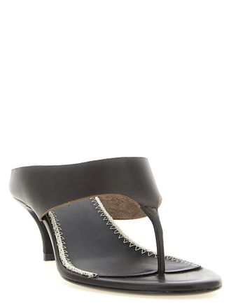 Magda Butrym Womens Napa Leather T-Strap Sandal Black Heels