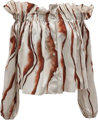 Liviana Conti Femme, Blouses et Chemises, Multicolore, Taille: 40 FR Blusa a Barca in Fantasia Astratta a Manica Lunga