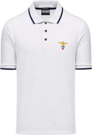 Aeronautica Homme, Tops, Blanc, Taille: M Pique Cotton Polo 261Po1308Up00082