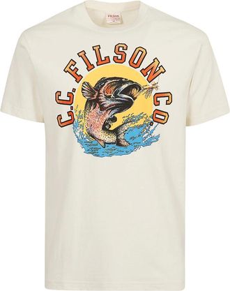 Filson Homme, Tops, Blanc, Taille: M T-shirt en jersey de coton