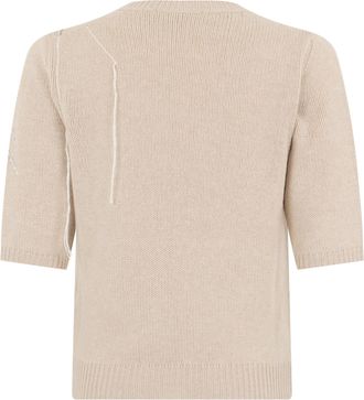 Fabiana Filippi Virgin Wool Short-Sleeve Sweater - Beige