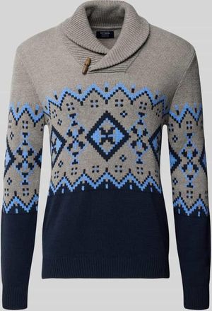 Mc Neal Slim Fit Strickpullover aus Baumwoll-Mix mit Troyer-Kragen