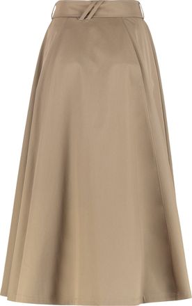 Burberry Midi Trench Gabardine Skirt - Beige