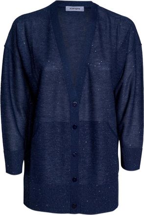 KANGRA Femme, Pulls, Bleu, Taille: 36 FR Cardigan col en V