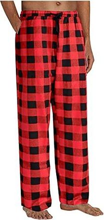 Generic Pantalon de pyjama &agrave; carreaux buffalo pour homme avec taille &eacute;lastique, pantalon de d&eacute;tente en flanelle de coton bross&eacute; pour homme, tissu doux et resp