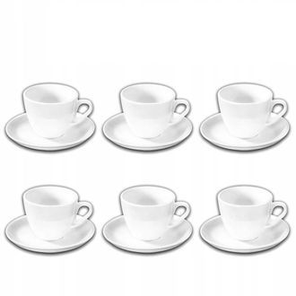 Wilmax England Wilmax WL-993174/AB Porzellan Kaffeetassen- und Untertassen-Set, Weiss, 110mL Kapazit&auml;t