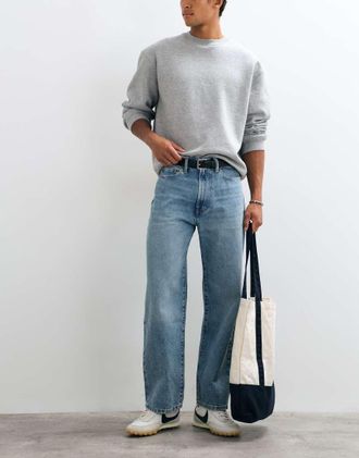 Abercrombie & Fitch Jeans im Relaxed Fit in heller Waschung-Blau