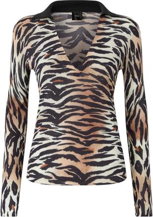 Pinko Pinko, Femme, Tops, Multicolore, Taille: 38 FR Haut &agrave; Manches Longues Imprim&eacute; Animal