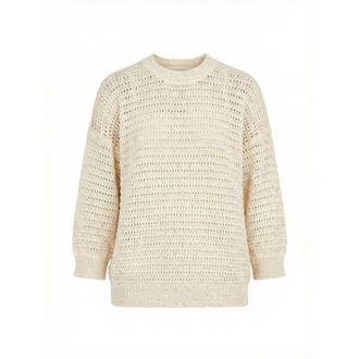 PESERICO Femme, Pulls, Beige, Taille: 42 FR Pull en maille ajour&eacute;e