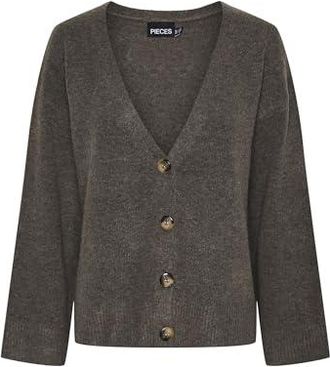 Pieces Pcnuna Ls Cardigan en Tricot à col en V, Morel/détail : mélange, M Femme