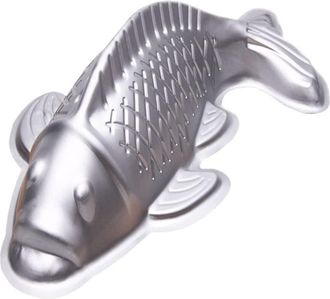 Angoily 3D Fisch Karpfen Geformt Aluminium Backform Kuchenform Zinn Kuchen Pan Fischförmige Schokoladenform für Fondant Dekoration Backformen Silber