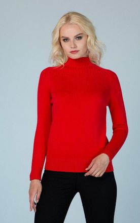 Passioni Strickpullover Stehkragenpullover mit Rippdetails