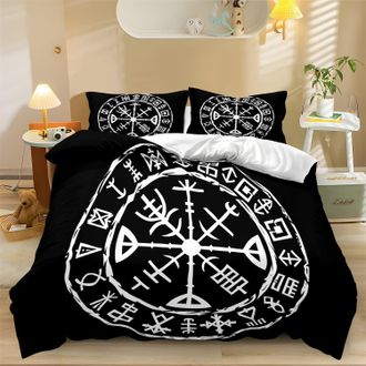 Generic Wikinger-Runen Bettw&auml;sche Bettbezug Mehrfarbig Bettbezug Bettw&auml;sche mit Rei&szlig;verschluss Bettbez&uuml;ge mit Kissenbezug modisches Bettset f&uuml;r Jungen M&auml;dchen