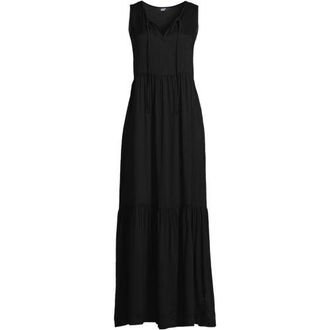 Lands End Maxi Strandkleid, Damen, Gr&ouml;&szlig;e:32-34 regular, Schwarz, Baumwolle Modal, by Lands End