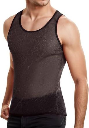 Generic D&eacute;bardeur transparent pour homme - Maillot de corps de sport - En maille - Sans manches - Brillant - Pour f&ecirc;te, clubwear - Sexy - D&eacute;bardeur en maille,