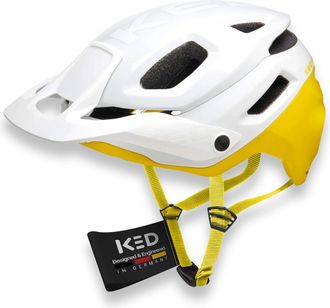 KED Cycling Pector ME-1 Mountainbike Helm, NTA 8776, MIPS, BOA Fit System, FIDLOCK, 14 Belüftungsöffnungen, 350g, verstellbares Visier Damen Herren, White Yellow 