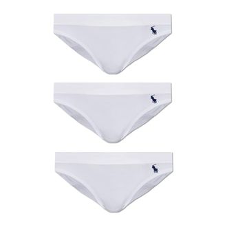 Polo Ralph Lauren Lot de trois slips en coton avec logo - Femme - Sous-v&ecirc;tements - Blanc - Taille: 42 FR