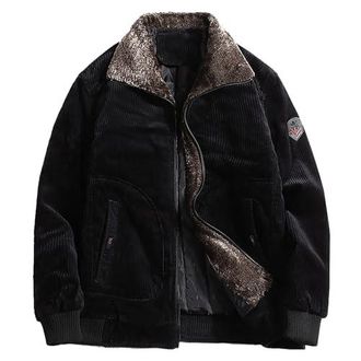 Generic Veste de camionneur doubl&eacute;e Sherpa pour homme, manteau en laine matelass&eacute;, nouveau cadeau dhiver en velours c&ocirc;tel&eacute; et col montant, haut d&eacute;contract&eacute;, v