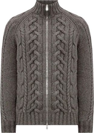 Brunello Cucinelli Zopfmuster-Strickjacke - - Knitwear - Herren - Braun - L