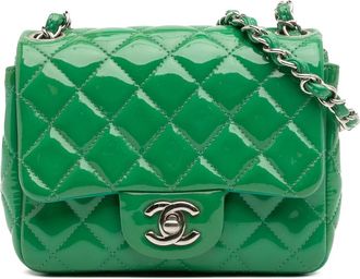 Chanel Hobo Bags - Mini Square Classic Patent Single Flap - Gr. unisize - in Grün - für Damen