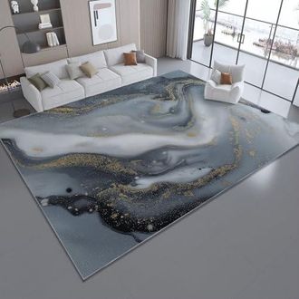 Generic Tapis Salon Lavable en Machine 140 x 200 cm - Poil Court Doux et R&eacute;sistant Aquarelle Abstrait Marbre Imprim&eacute; Tapis pour Salon Chambre Cuisine et Coulo