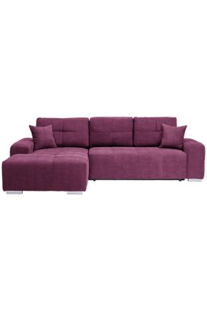CARRYHOME Ecksofa, Beere, Textil, Uni, 4-Sitzer, F&uuml;llung: Schaumstoff, Ottomane links, L-Form, 280x194 cm, Stoffauswahl, Liegefunktion, seitenverkehrt erh&auml;ltlic