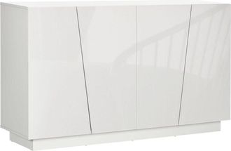 HOMCOM Homcom - Buffet design façade blanc laqué 4 portes 2 étagères dim. 150 x 40 x 88 cm blanc