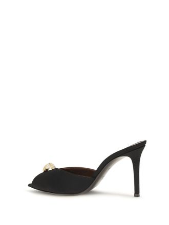 Giuseppe Zanotti Womens Mule Sandals Intrigo Black Calf Leather