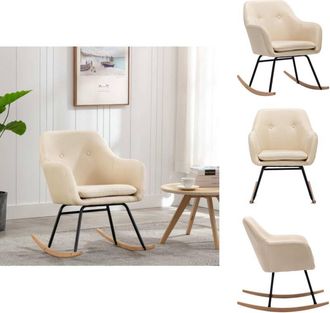 vidaXL Schaukelstuhl Creme Stoff - Schaukelstuhl - Sessel - Lounge Chair - Beistelltisch - Creme Sofa