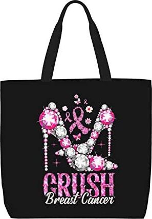 Generic Sac Fourre-Tout Sensibilisation Au Cancer Du Sein Sac Tissu Personnaliser Avec Poign&eacute;es Sacs &Agrave; Main, Pour Filles, &Eacute;cole, Voyage, Shopping
