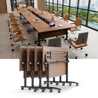 Generic Klapptisch, Moderner Konferenztisch, 4-Teilig mit 360&deg;-Rollen, B&uuml;roraum f&uuml;r 4-6 Personen, Modulares Besprechungssystem