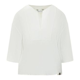 Max Mara V-neck Kurzarm-Top - - Blouses & Shirts - Damen - Wei&szlig; - L
