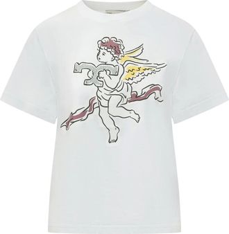 Tory Burch Femme, Tops, Blanc, Taille: 42 FR Short Sleeve Crew Neck T-Shirt