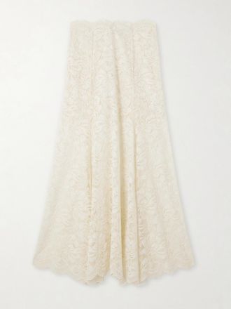 Paco Rabanne Maxirock Aus Spitze Mit Wellenkante - Elfenbein