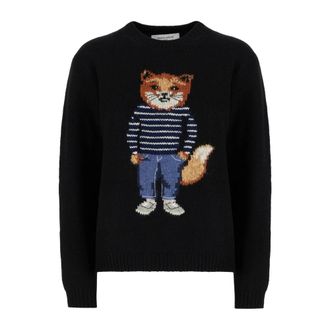 Maison Kitsun&eacute; Dressed Fox Sweater - - Knitwear - Damen - Schwarzk - S