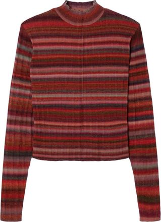 Re/Done Gerippter Pullover mit Stehkragen - Rot