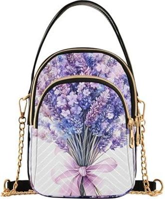 Mnsruu Sac à bandoulière pour femme avec sangle réglable - Bouquet de fleurs violettes lavande