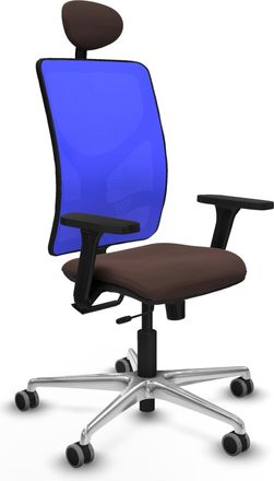 Piqueras y Crespo &Uuml;berwachungsstuhl mit 3D-Armen, h&ouml;henverstellbarer Lendenwirbelst&uuml;tze und festem Kopfteil, ausgestattet mit Syncro/Traslack und Schneideschaum, Blau/D