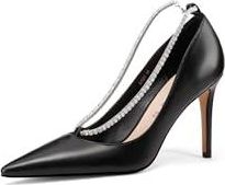 Queen Helena Escarpins avec strass chaussures élégantes à talons hauts femme K4024, Noir, 41 EU