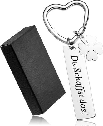 Patelai Herz Schlüsselanhänger Du Schaffst Das Schlüsselanhänger Inspirierender Kleeblatt Herz Schlüsselbund Abschluss Geburtstag Geschenk mit Geschenkbox für