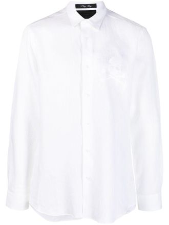 Philipp Plein chemise en lin &agrave; manches longues - Blanc