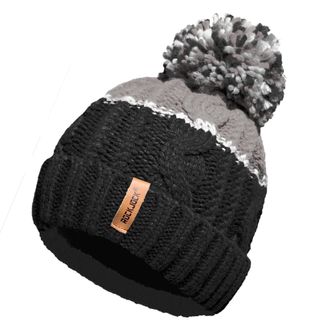 RockJock Unisex Herren Damen Warm Winter Chunky Color Block Ski Bommel Bommelm&uuml;tze mit Kuscheligem Thermo Teddy Fleece Liner