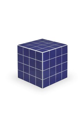 MID.YOU Mid.you Beistelltisch, Dunkelblau, Glas, Holzwerkstoff, quadratisch, 41x41x41 cm, Wohnzimmer, Wohnzimmertische, Beistelltische, Glas-Beistelltische