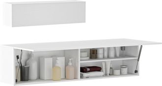 HOMCOM Wandschrank f&uuml;r Badezimmer, moderner H&auml;ngeschrank mit Soft-Close-T&uuml;r, 2 F&auml;chern und austauschbarer Ablage, f&uuml;r Wohnzimmer und Eingangsbereich, platzsp