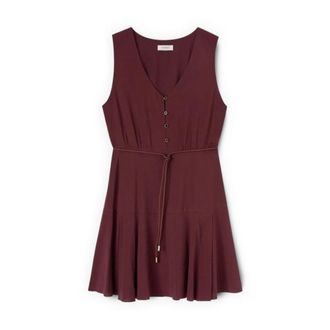 Motivi Femme, Robes, Violet, Taille: 38 FR Robe &eacute;vas&eacute;e en viscose avec ceinture tress&eacute;e
