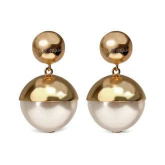 Carolina Herrera Femme, Accessoires, Jaune, Taille: ONE Size Boucles doreilles &agrave; fermoir &agrave; tige avec logo grav&eacute;