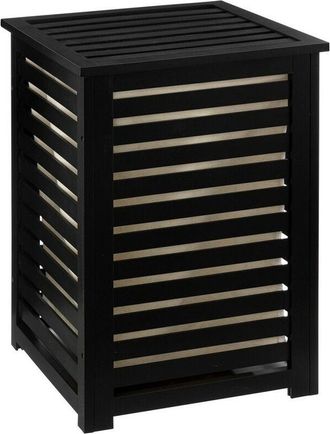PEGANE Pegane - Panier à linge avec couvercle en bois coloris noir - Longueur 40 x Profondeur 38 x Hauteur 58 cm