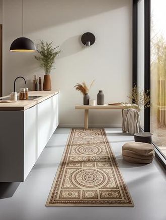 Nouristan Teppich Orientalisch - Läufer Orient Klassisch Orientalischer Wohnzimmerteppich dicht gewebt mit Bordüre Flachgewebe für Wohnzimmer, Schlafzimmer, Ess