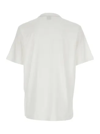 HUGO BOSS Mens T-Shirt With Logo Embroidery, White Cotton T-Shirts And Polos
