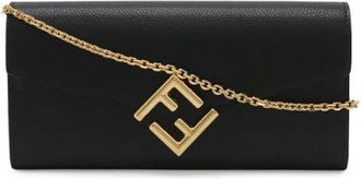 Fendi Pre-owned Sac bandouli&egrave;re pochette cha&icirc;ne FF diamant en cuir - Femme - Pre-owned - Noir - Taille: ONE Size
